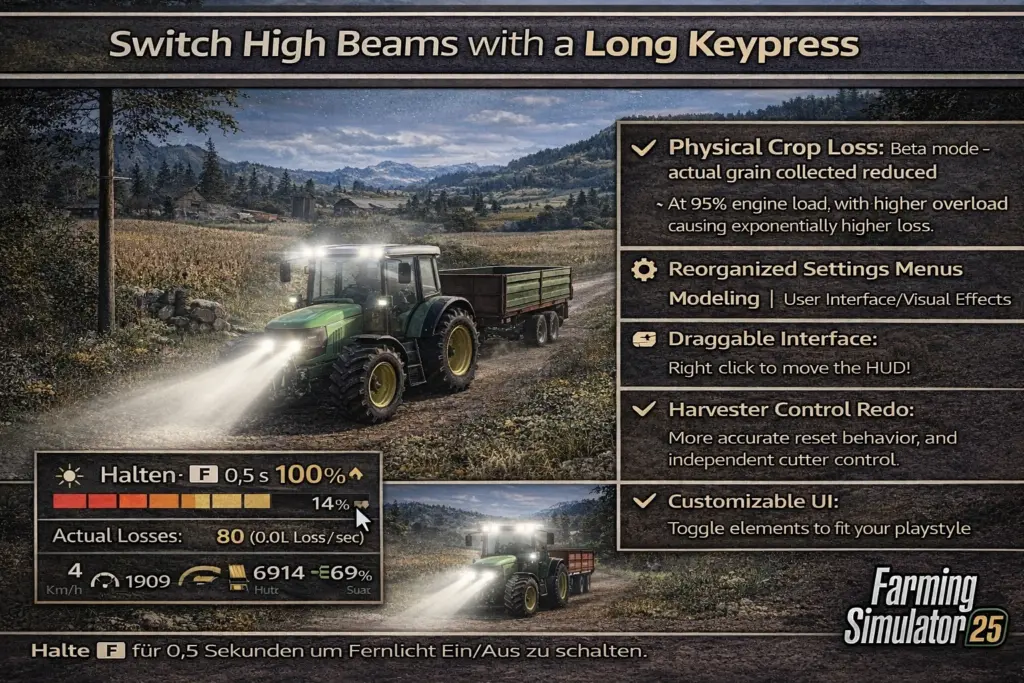 High beam via long button press V1.0 – FS25.net